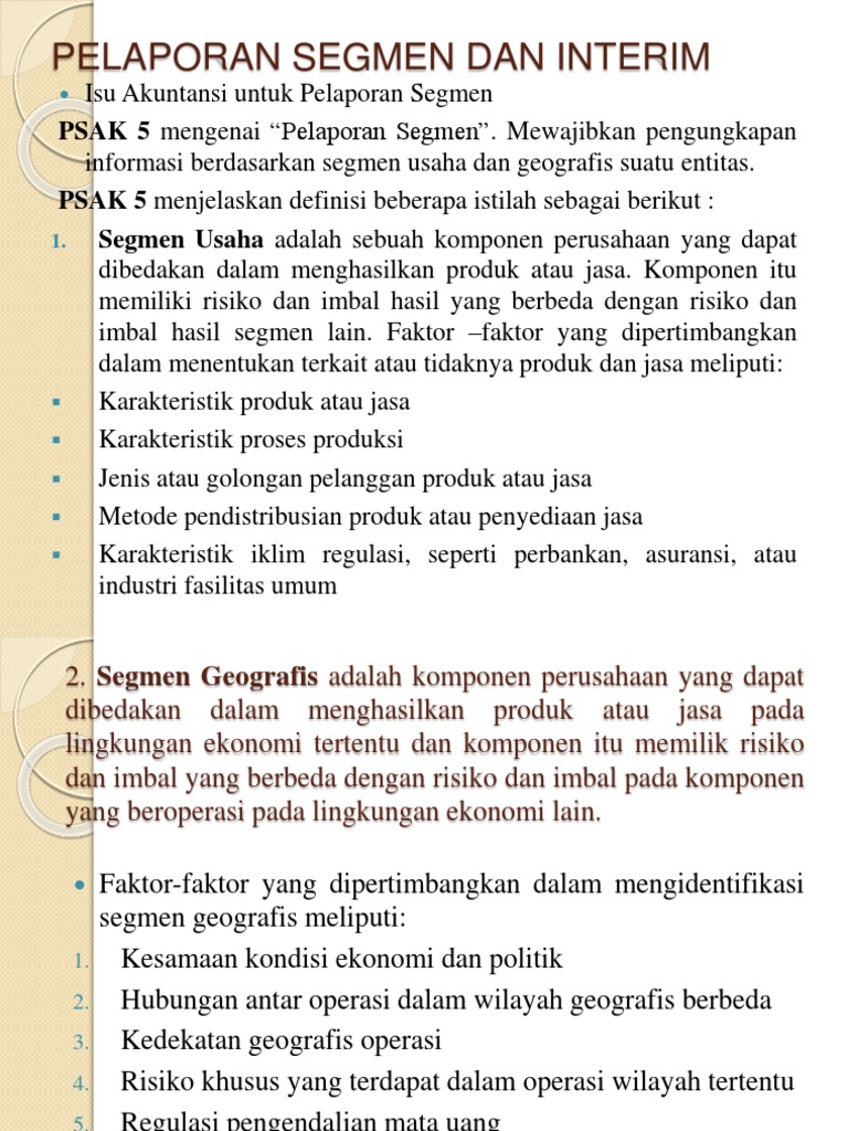 Pelaporan Segmen dan Interim Akuntansi | PDF