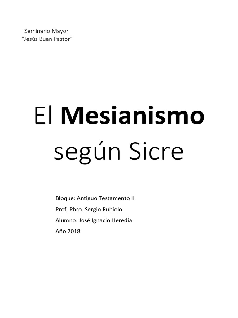 El Mesianismo Según Sicre | PDF | David | Mesías