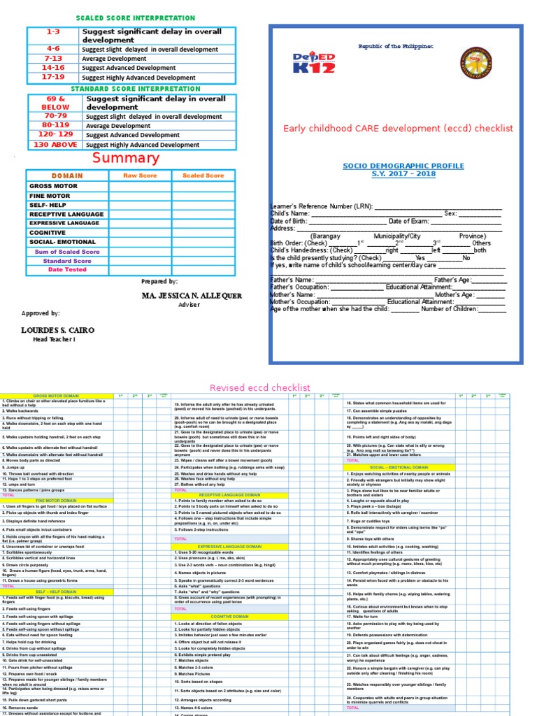 Early Childhood CARE Development (Eccd) Checklist: Scaled Score ...