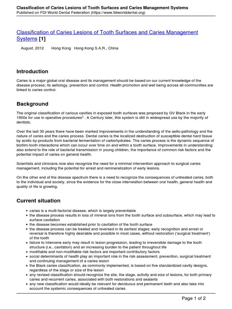 Caries Lesion Classification and Management | PDF | Dentistry ...