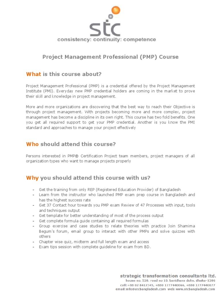 Course Outline PMP PMBOK 6th | PDF | Project Management Professional ...