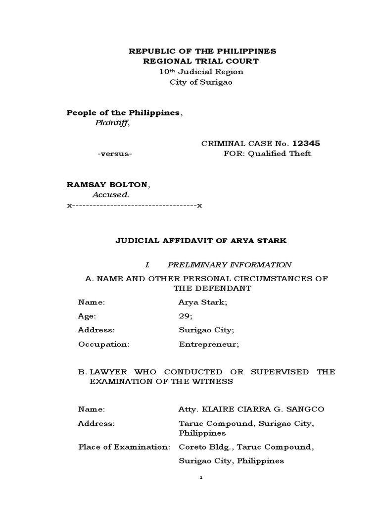 Judicial Affidavit | PDF | Affidavit | Perjury