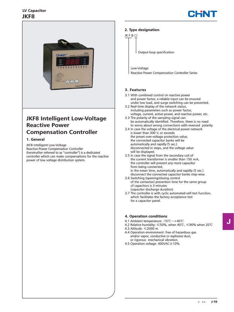 JKF8 Intelligent Reactive Power Compensation Controller | PDF | Capacitor | Ac Power