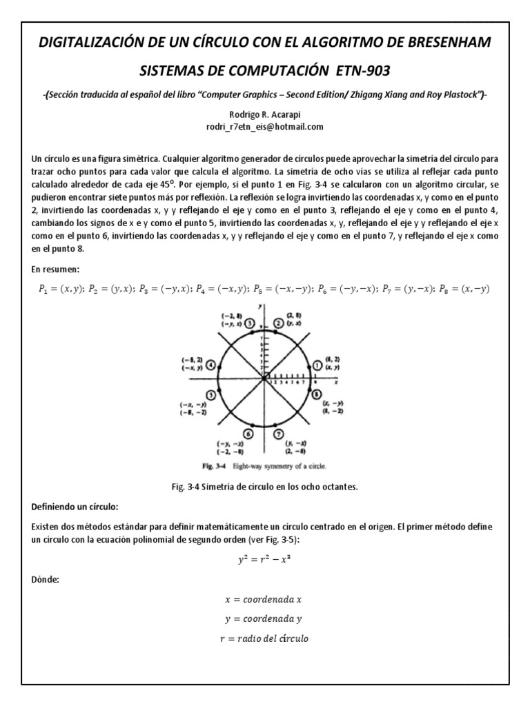 Digitalización De Un Círculo Con El Algoritmo De Bresenham Sistemas De Computación Etn-903 ...