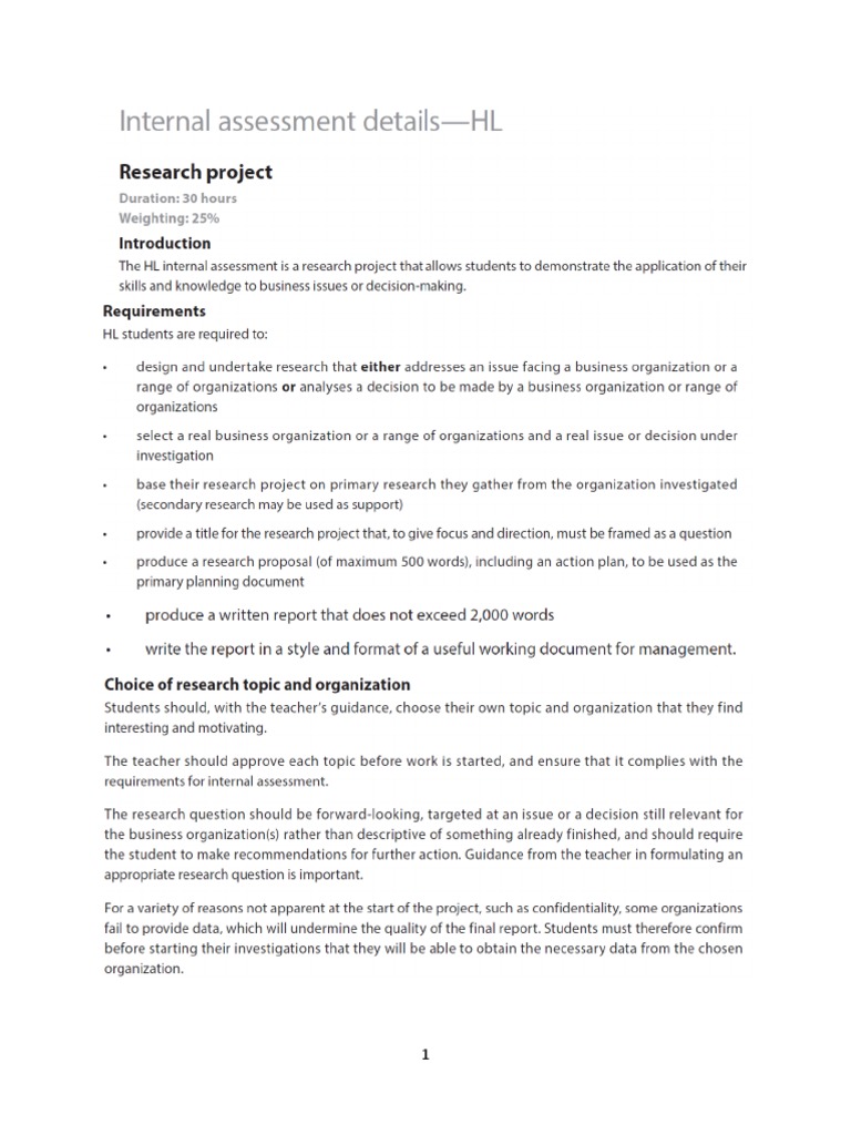 Internal Assesment Guide For Business Management IB | PDF | Decision ...