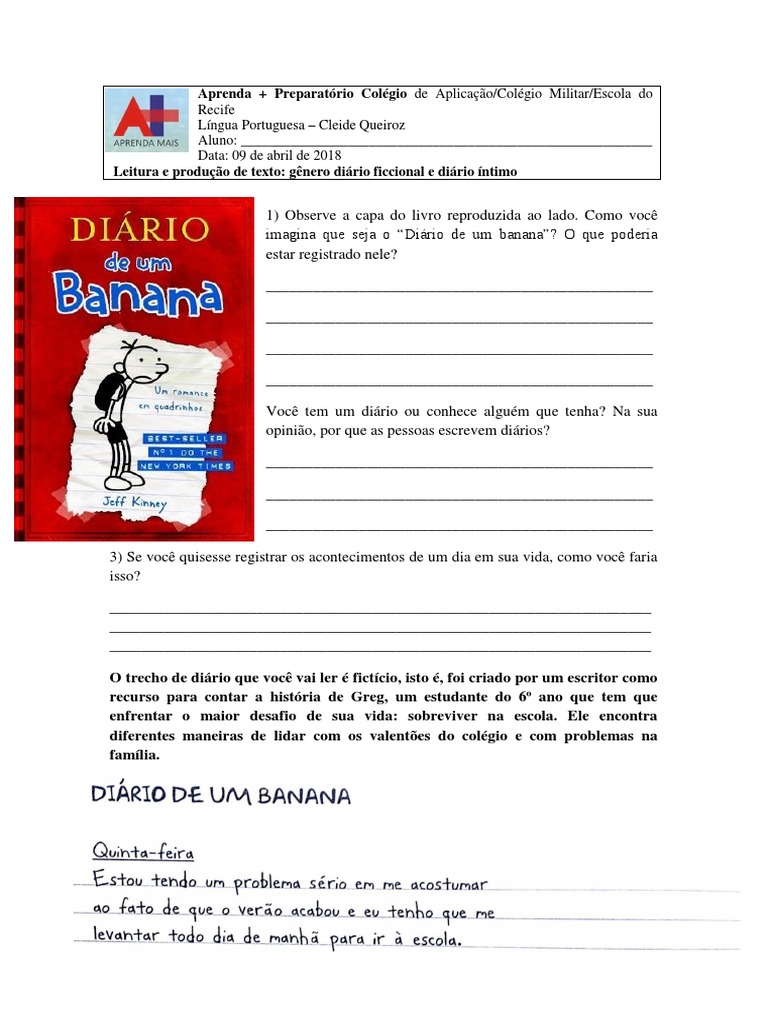 Aula 1 - Gênero diário.docx | Autor | Livros