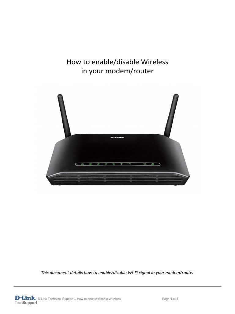 How To Enable/disable Wireless in Your Modem/router | PDF