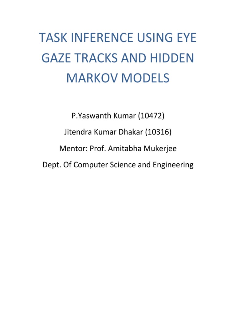 Task Inference Using Eye Gaze Tracks and Hidden Markov Models | PDF | Statistical Theory ...