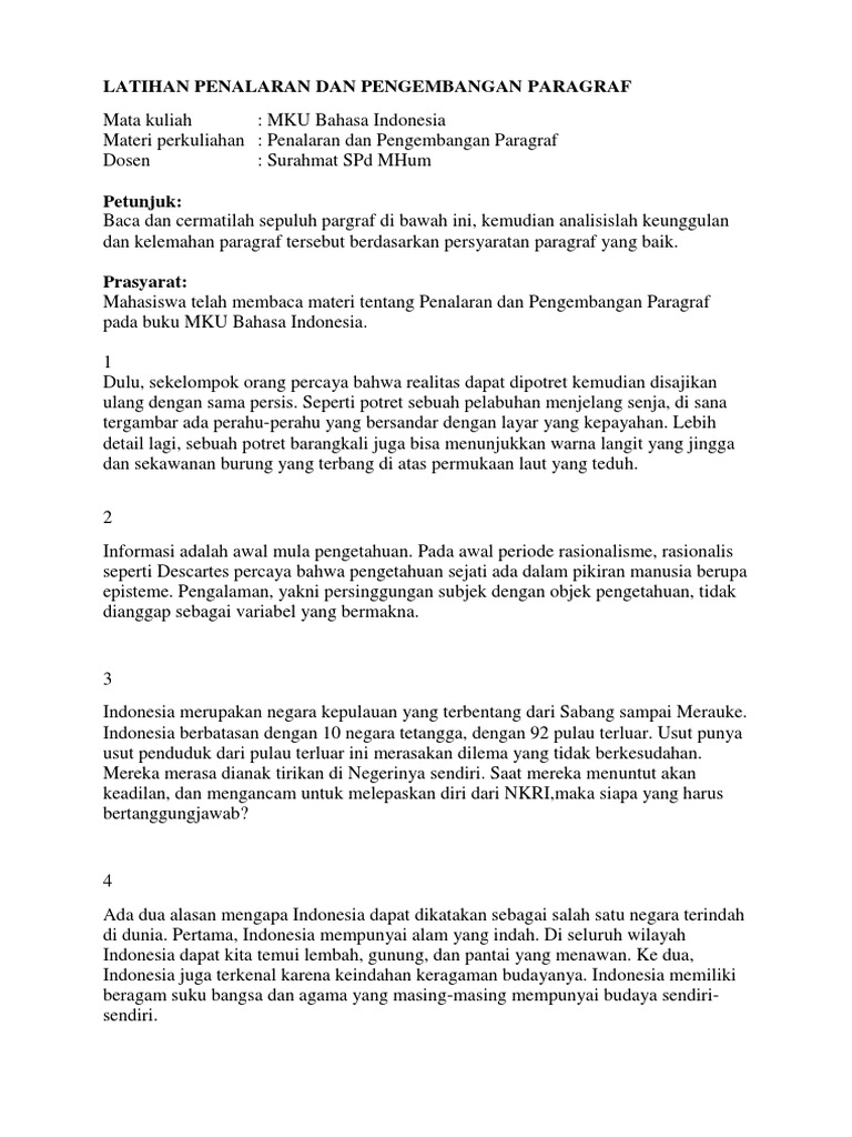 Lembar Latihan Mengurutkan Paragraf | PDF