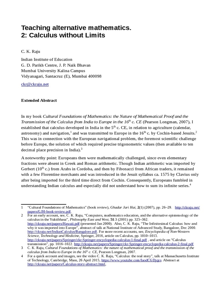 Calculus Without Limits: An Alternative Approach | PDF | Calculus | Infinity