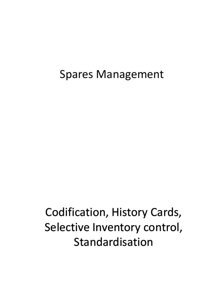 Spares Management | PDF | Inventory | Screw