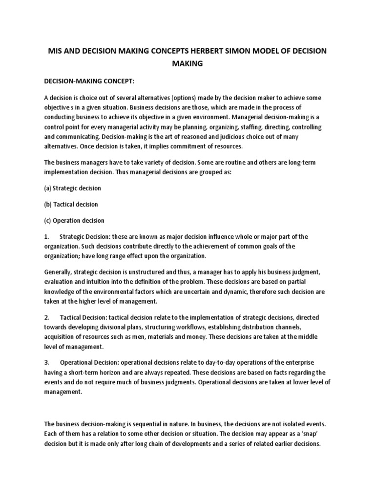 Simon's Model | PDF | Decision Making | Mathematical Optimization
