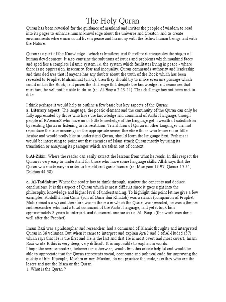 The Holy Quran | PDF | Quran | Islam