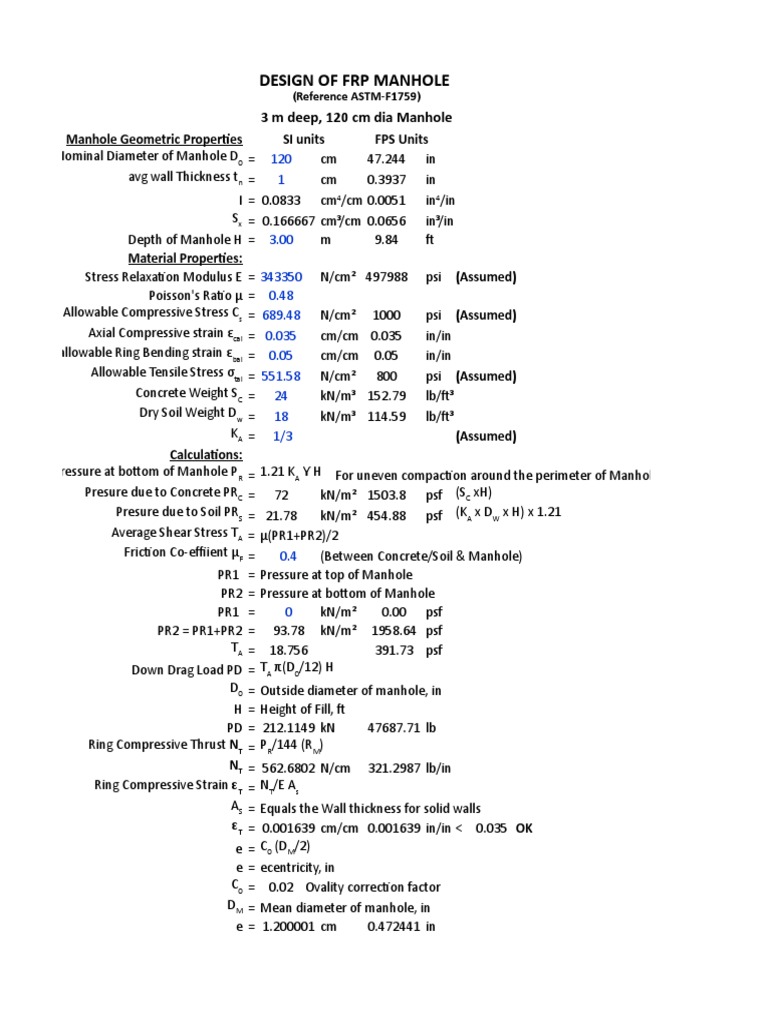 FRP Manhole DesignCheck | PDF | Young's Modulus | Stress (Mechanics)