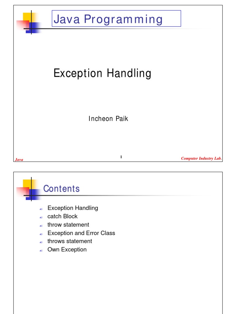 Java Programming Exception Handling Download Free Pdf Method Computer Programming