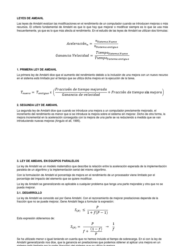 Ley de Amdahl - 2 | PDF | Algoritmos | Unidad Central de procesamiento