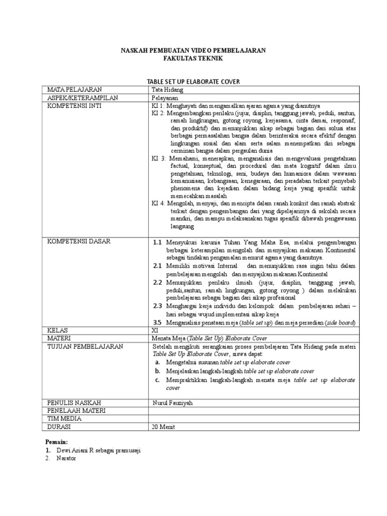 Contoh Naskah Video | PDF