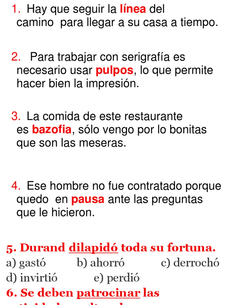 Lamina Explicación Sinonimos Contextuales | PDF | Residuos