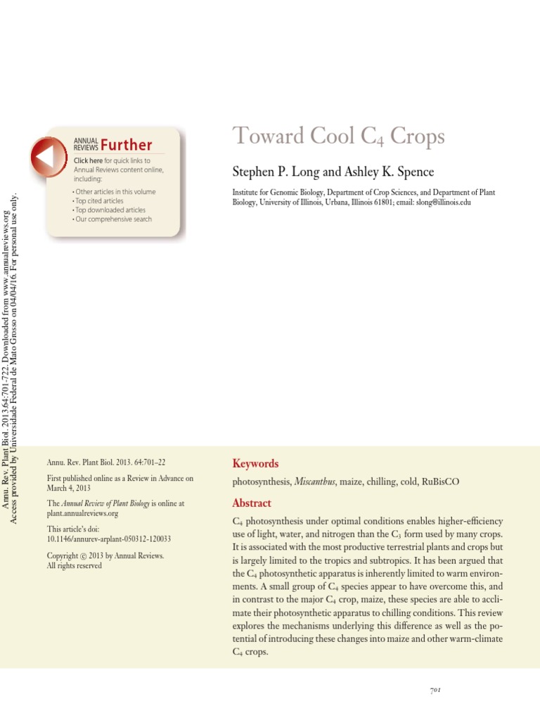 Long - 2013 - Toward Cool C4 Groups | PDF | Photosynthesis | Plants