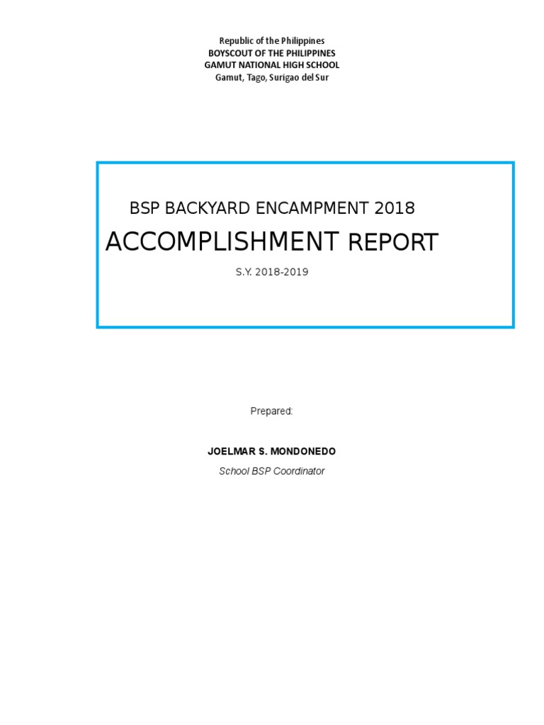 BSP BACKYARD ENCAMPMENT 2018 List of Activities | PDF