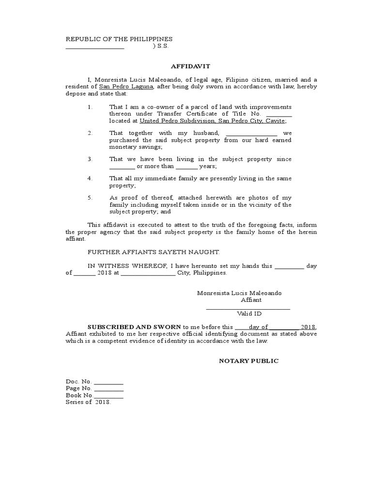 Affidavit of Residency 2 | Download Free PDF | Affidavit | Legal Procedure