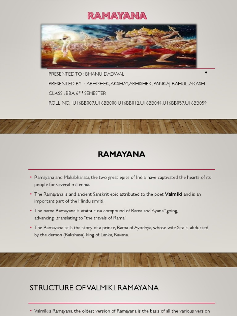 Ramayana Epic Summary for Class Project | PDF | Ramayana | Sita