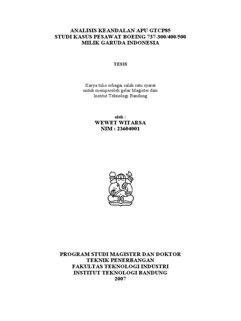 Analisis Keandalan Apu Gtcp85 Studi Kasus Pesawat Boeing - 400 - 500 ...