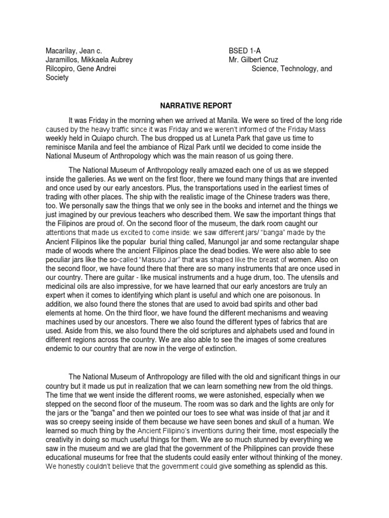 Narrative Report | PDF | Manila | Philippines