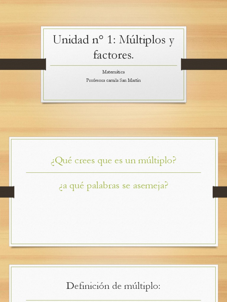 Unidad N° 1 Factores y Múltiplos | PDF | Multiplicación | Número primo