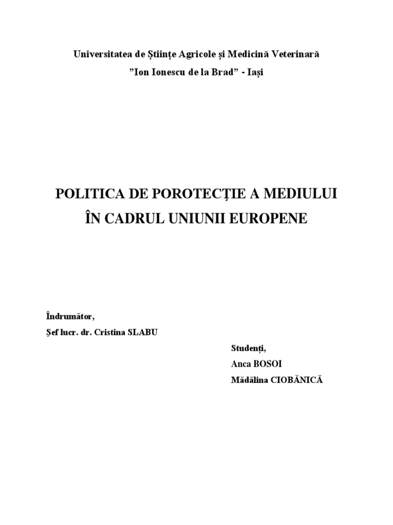 Proiect Protectia Mediului | PDF