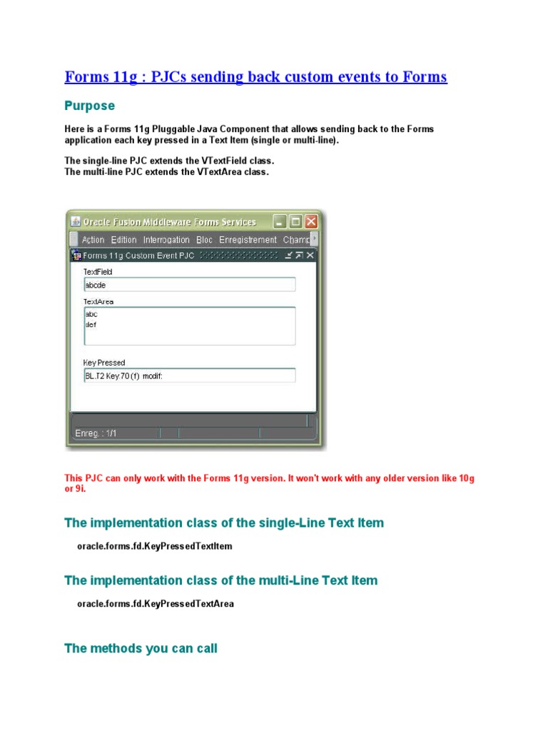 Forms 11G: Pjcs Sending Back Custom Events To Forms: Purpose | PDF | Teaching Methods & Materials