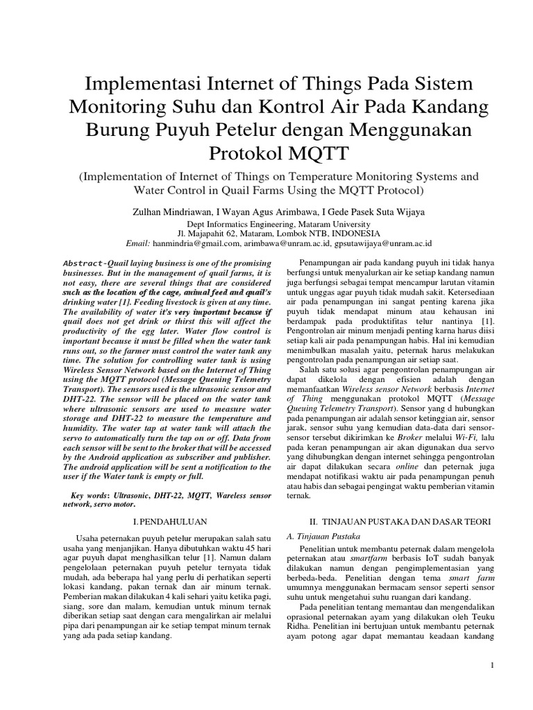 Implementasi Internet of Things Pada Sistem - Monitoring Suhu Dan Kontrol Air Pada Kandang ...