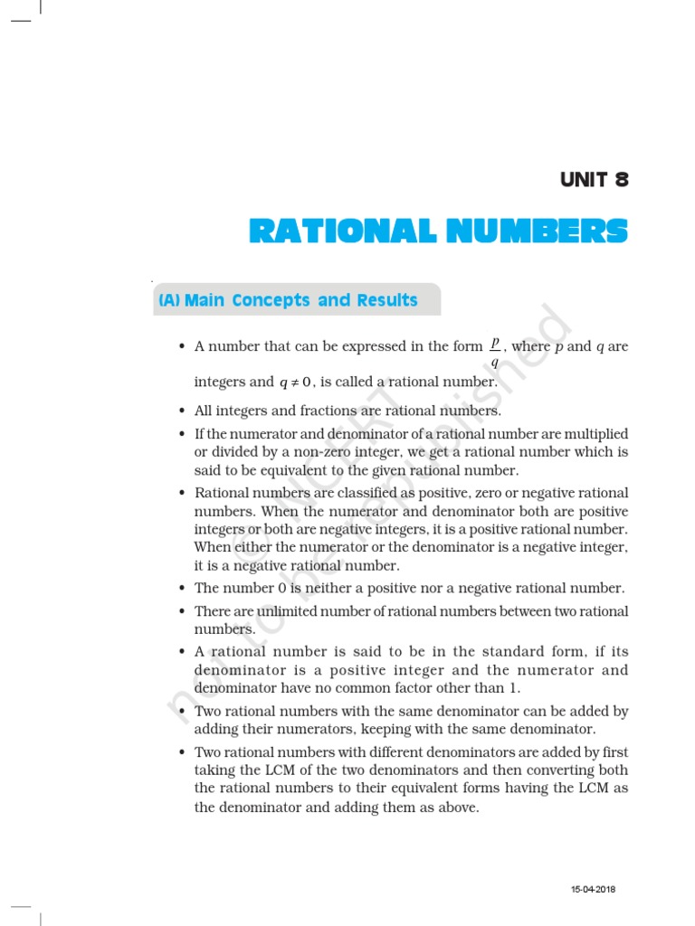 Rational No. | PDF | Fraction (Mathematics) | Rational Number