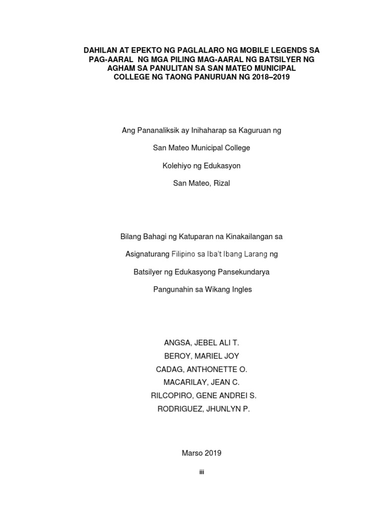 THESIS SA FILIPINO Complete | PDF