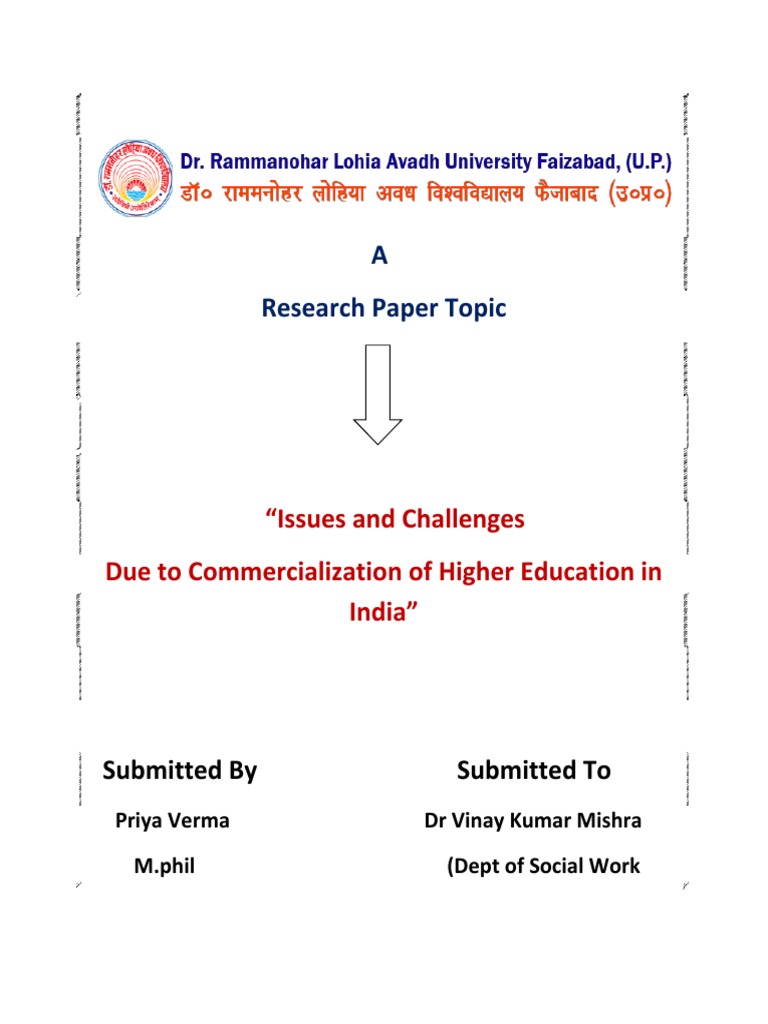 Issues and Challenges Due To Commercialization of Higher Education ...