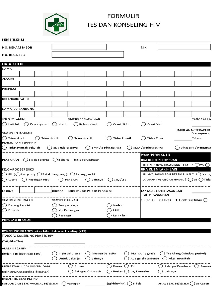 Formulir Tes Hiv | PDF