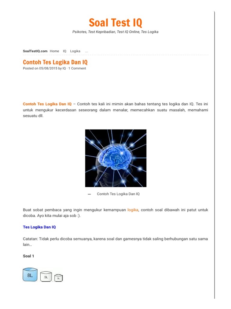 Contoh Tes Logika Dan IQ Soal Test IQ | PDF