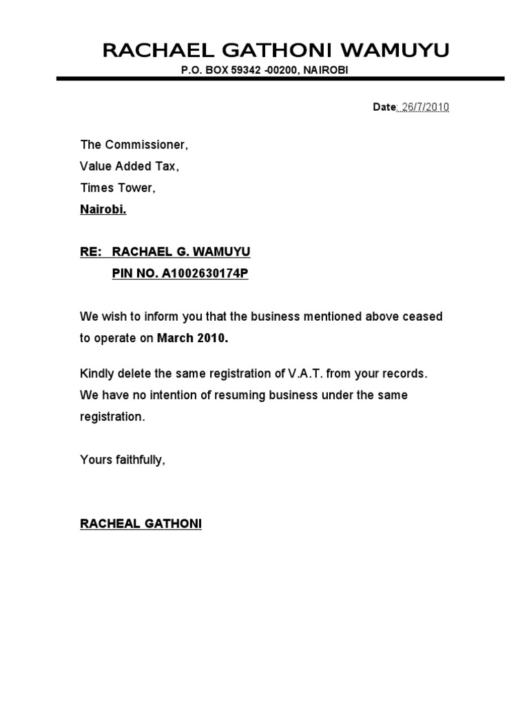 VAT Registration Cancellation Notice | PDF | Business | Finance & Money ...