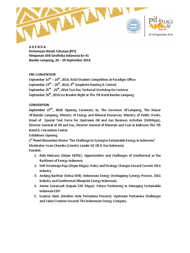 Agenda Pit Hagi-41 | PDF | Indonesia | Geology