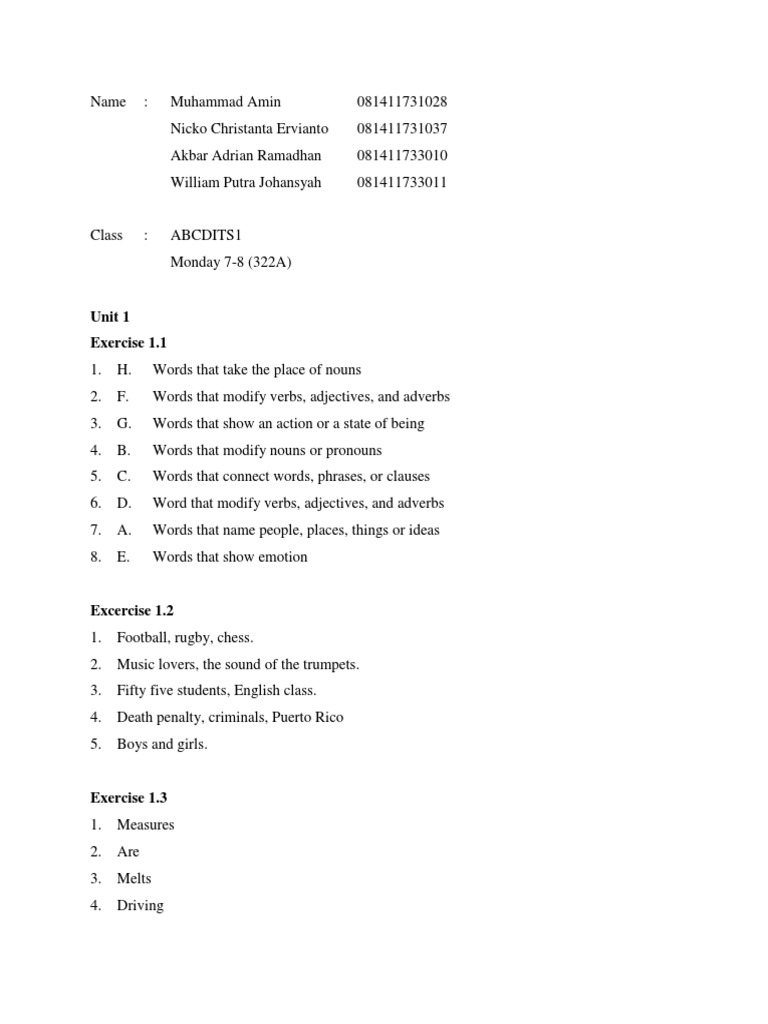 1st Assignment (Unit 1) | PDF | Adverb | Adjective