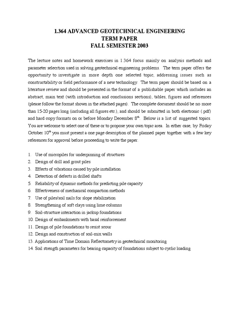 1.364 Advanced Geotechnical Engineering Term Paper Fall Semester 2003 ...