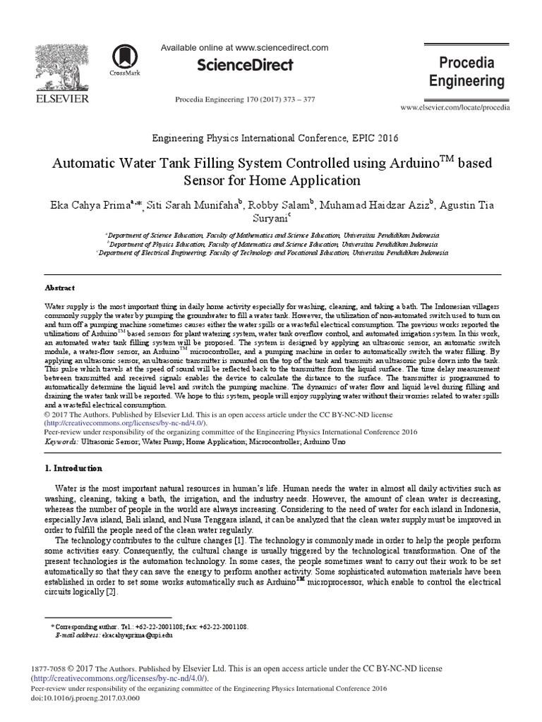 Automatic Water Tank Filling System | PDF | Arduino | Automation