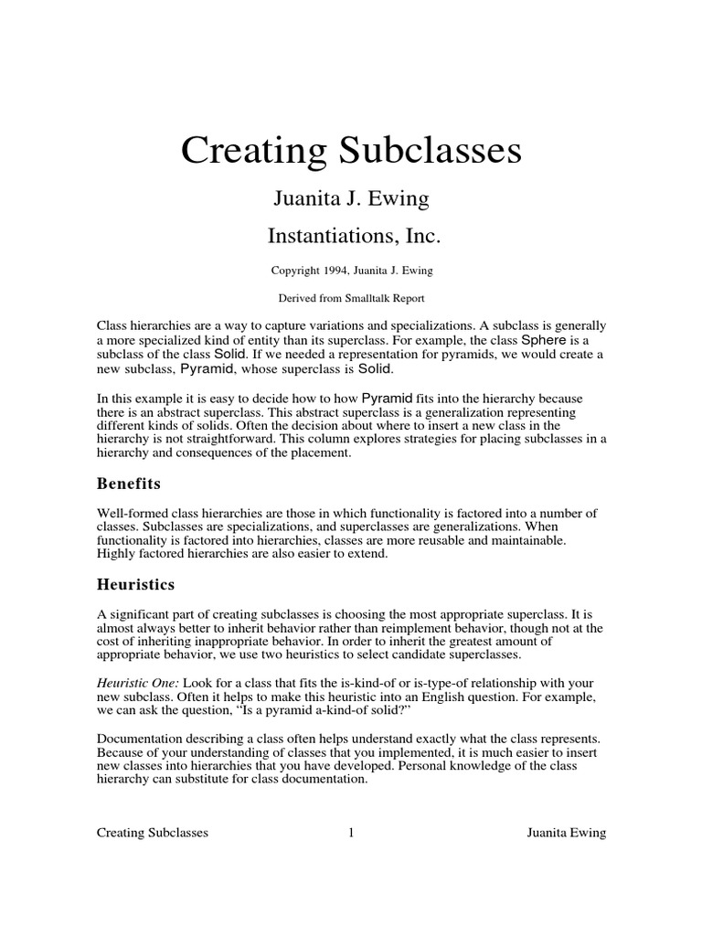 Sub Classing 1 Pdf Inheritance Object Oriented Programming Class Computer Programming 9041