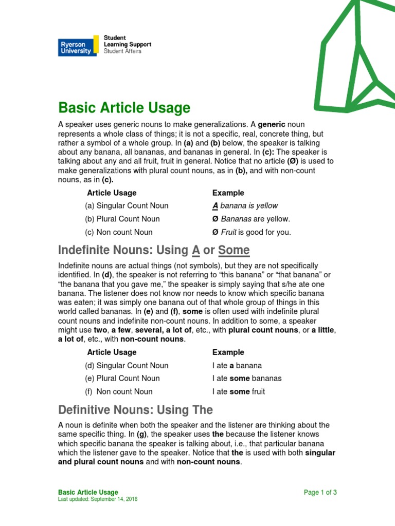 Understanding Article Usage in English | PDF | Noun | Grammatical Number