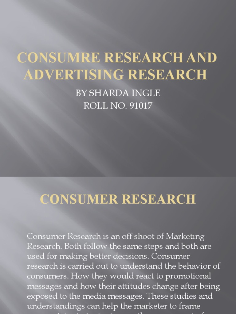 Consumer and Advertising Research Insights | PDF | Marketing Research ...