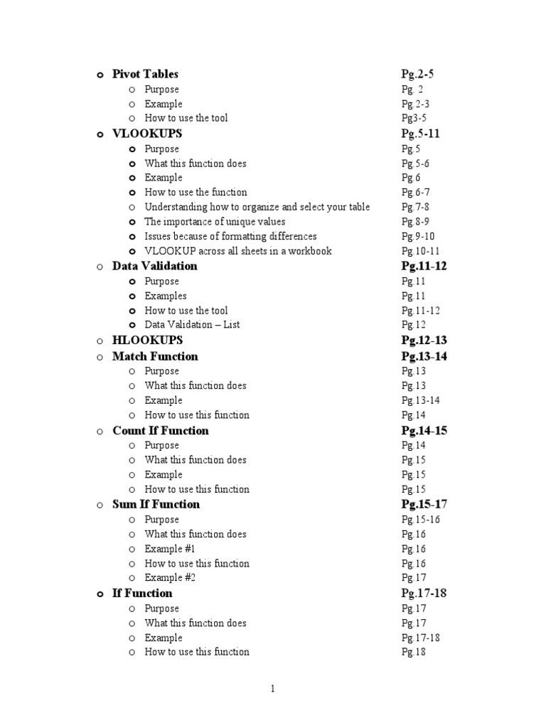 O Pivot Tables: Pg.2-5 o o o Pg.5-11 | PDF | Software Engineering ...