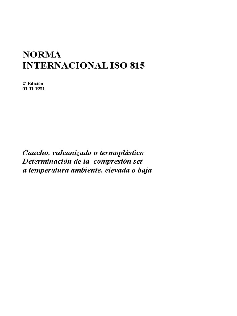ISO 815: Compresión Set de Caucho | PDF | Organización internacional ...