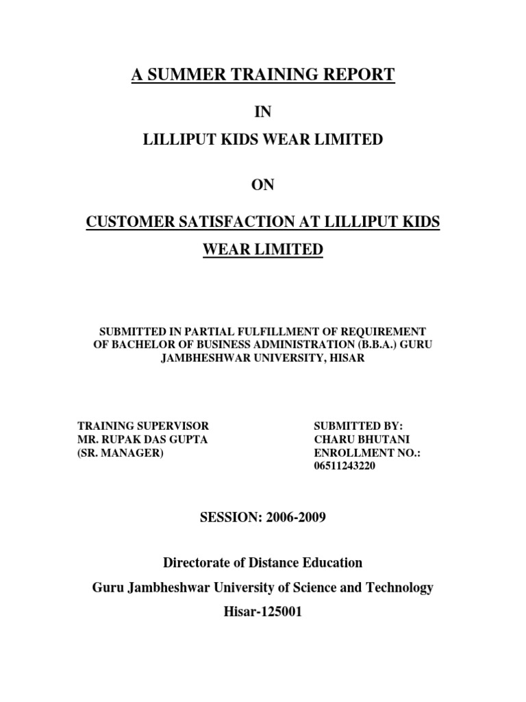 A Summer Training Report | PDF | Sampling (Statistics) | Retail