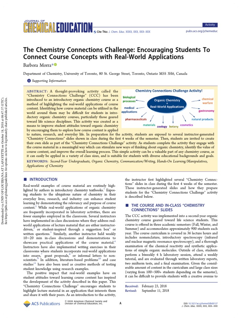 The Chemistry Connections Challenge: Encouraging Students To Connect ...