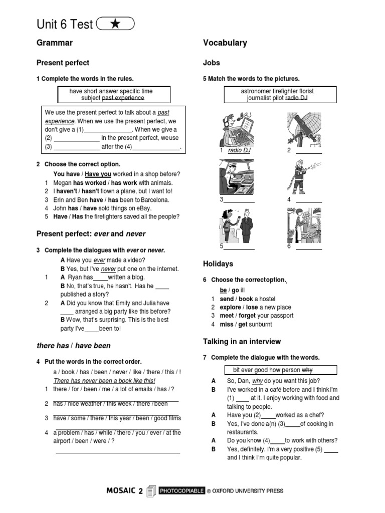 Unit 6 Test Mosaic 2 | PDF | Leisure
